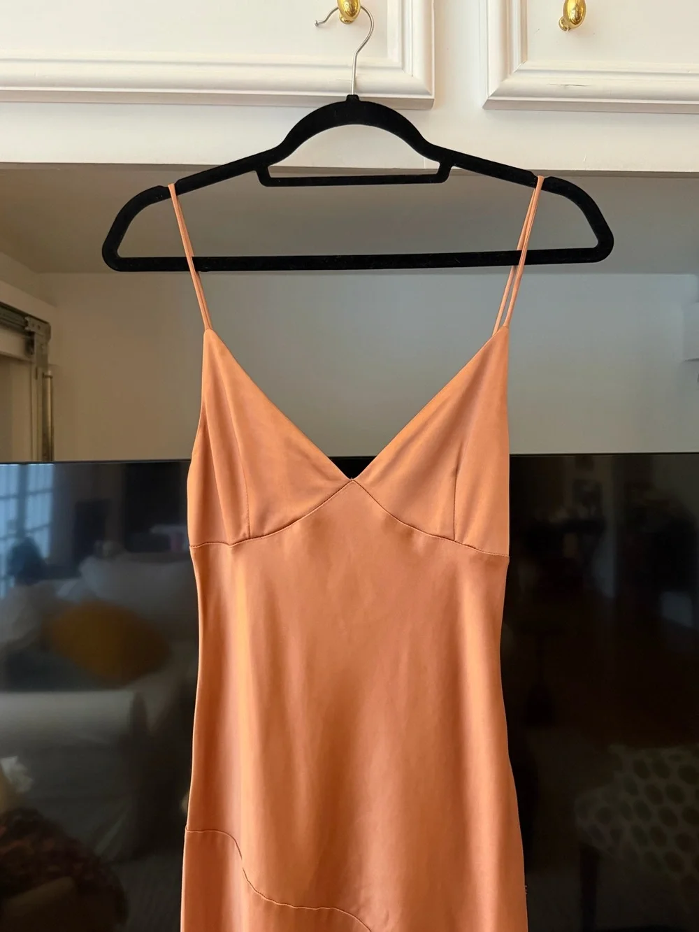 Dresses | Nwt Line And Dot Copper Satin Slip Dress With Small Slit ...